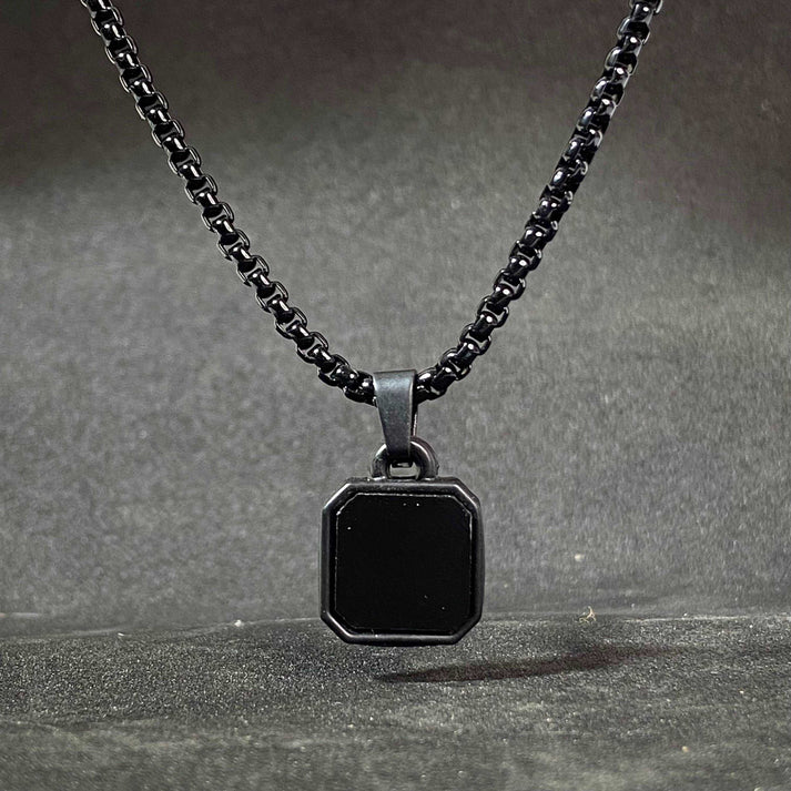 Caliber Black Square Pendant Chain | Lavender Official
