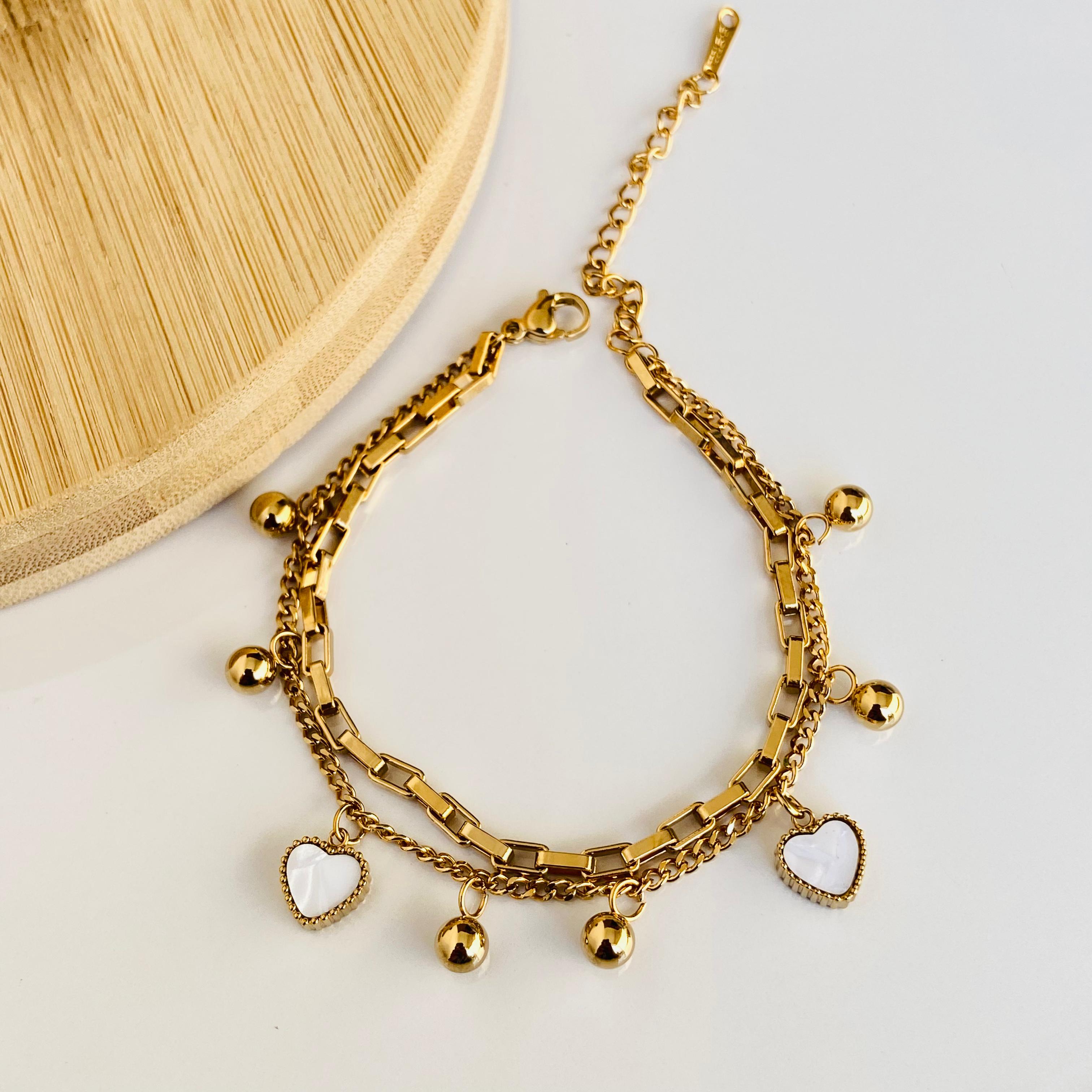 Reversible Heart Layered Bracelet | Lavender Official | 316L Stainless ...